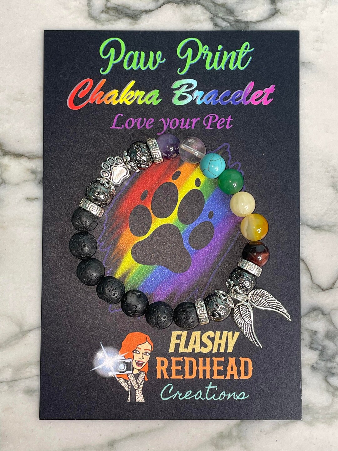 Paw Print Charm Chakra Bracelet With Angel Wings - Etsy