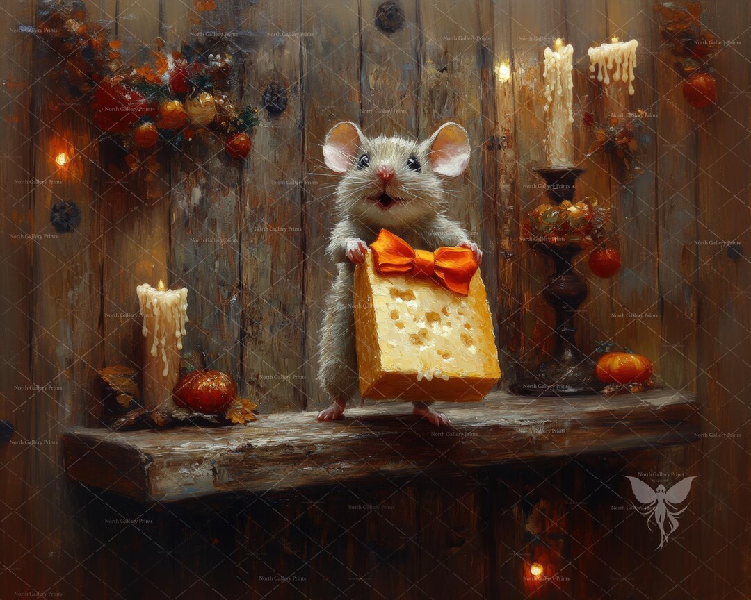 Fall Wall Art, Autumn Home Decor, Mouse Digital Prints, Printable ...