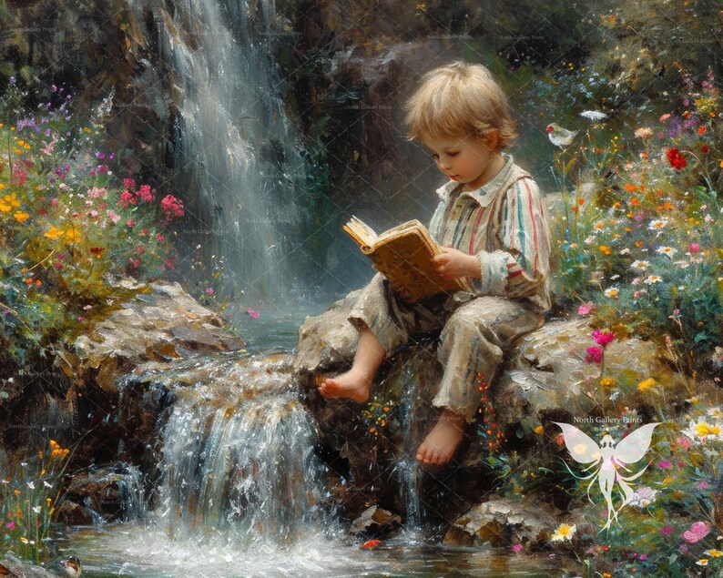 Printable Wall Art, Spring Blossom Floral Home Decor, Boy Painting ...