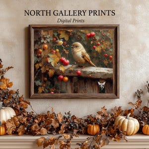 Fall Printable Art, Autumn Wall Decor, Printable Birds on Autumn Garden ...