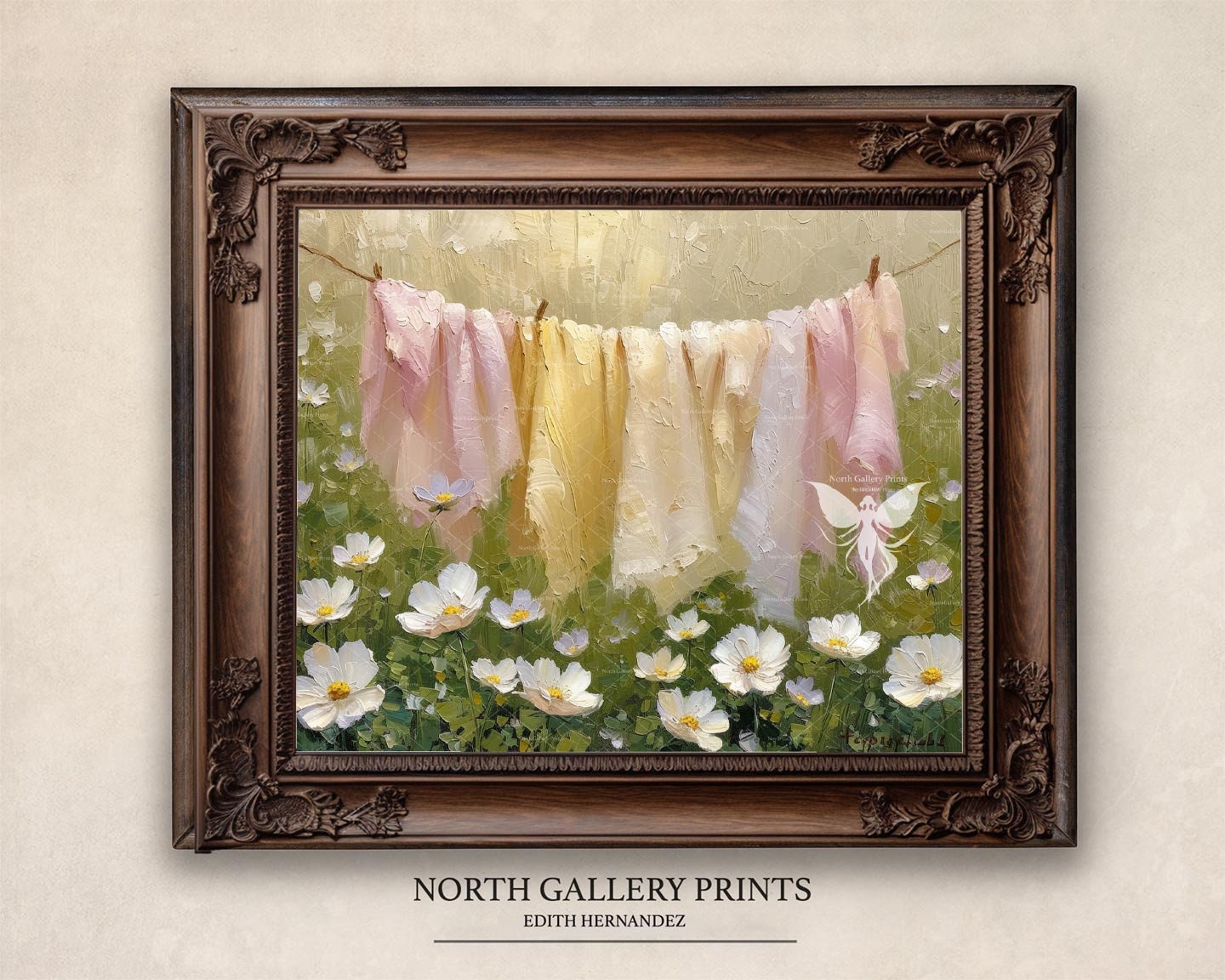 Printable Laundry Room Decor, Clothesline Wall Art, Spring Wildflowers ...