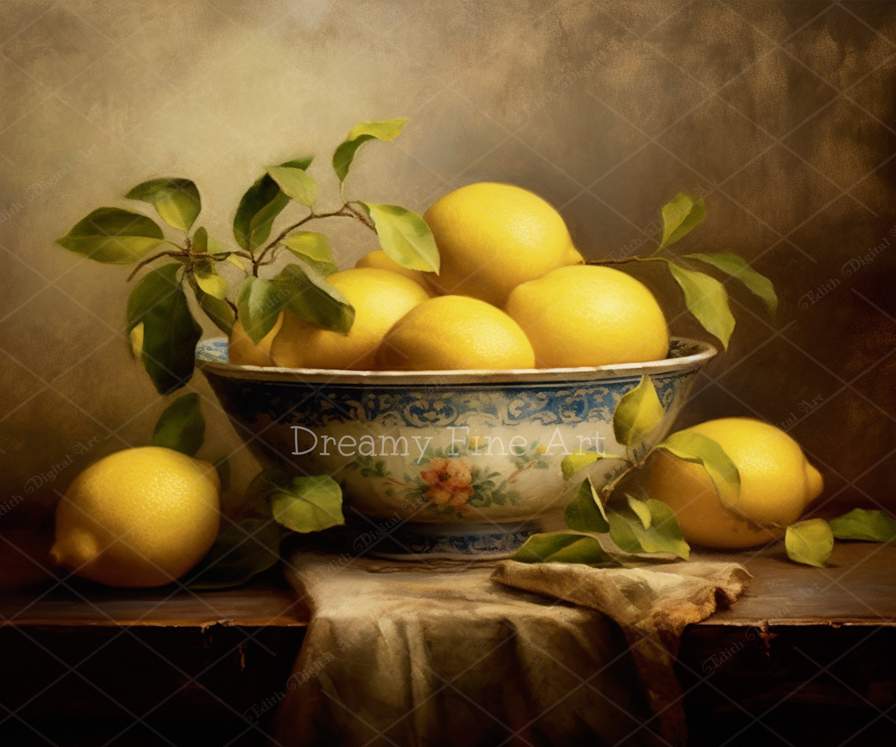 Vintage Fruit Painting Lemon Print, Vintage Still Life Print Lemon Wall ...