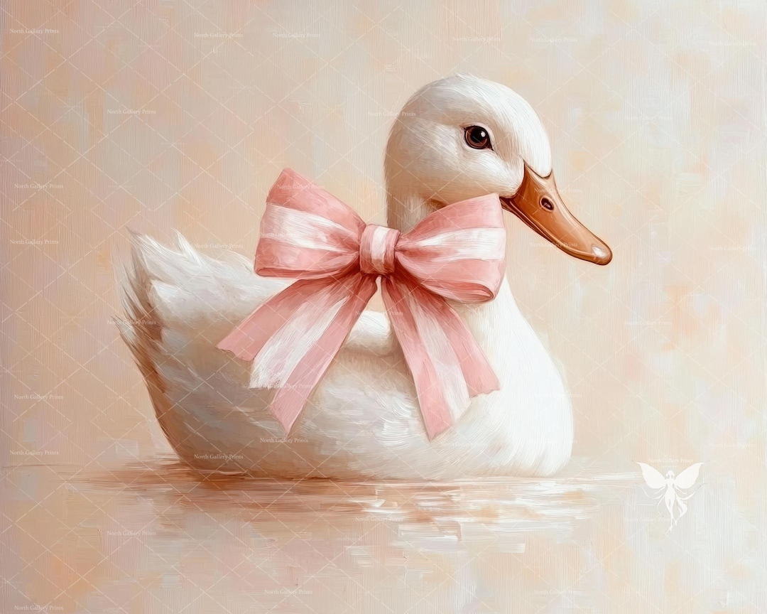 Duck Printable Art, Blush Nursery Art, Girl Room Decor, Coquette ...