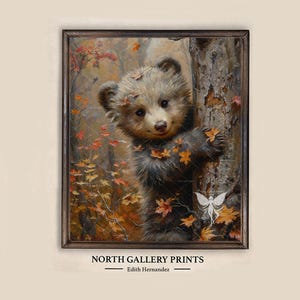 Fall Printable Art, Autumn Wall Decor, Downloadable Bear at Autumn ...