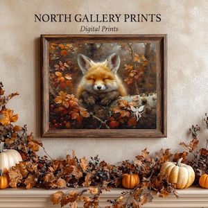Autumn Printable Art, Fall Wall Decor, Printable Fox on Autumn Forest ...