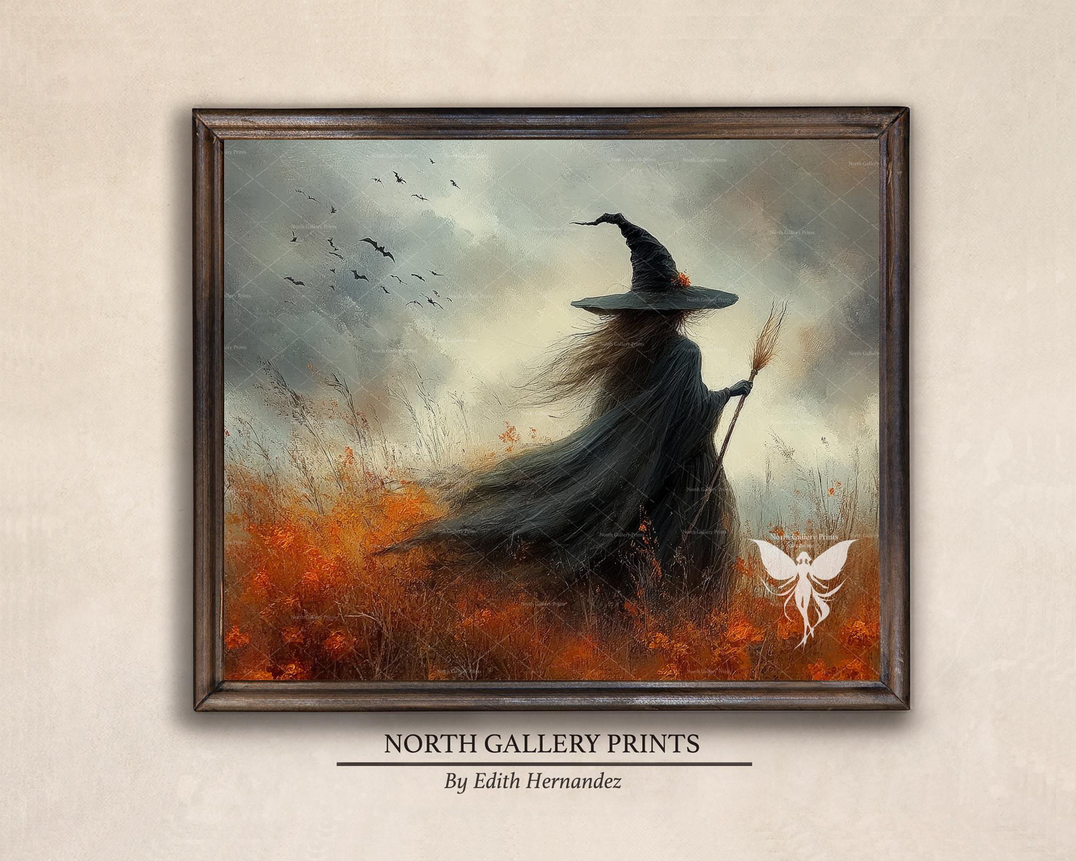 Halloween Witch Wall Art, Halloween Rustic Decor, Enchanted Forest ...