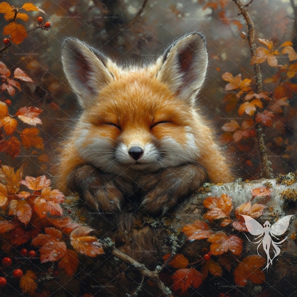 Fall Fox Print - Etsy