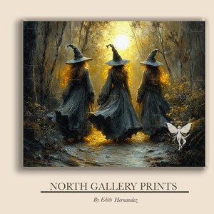 Halloween Witch in Autumn Woodland, Whimsical Fall Forest Witches ...