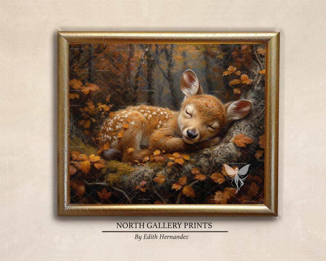 Deer Printable Art, Autumn Wall Decor, Autumn Forest Painting, Instant ...