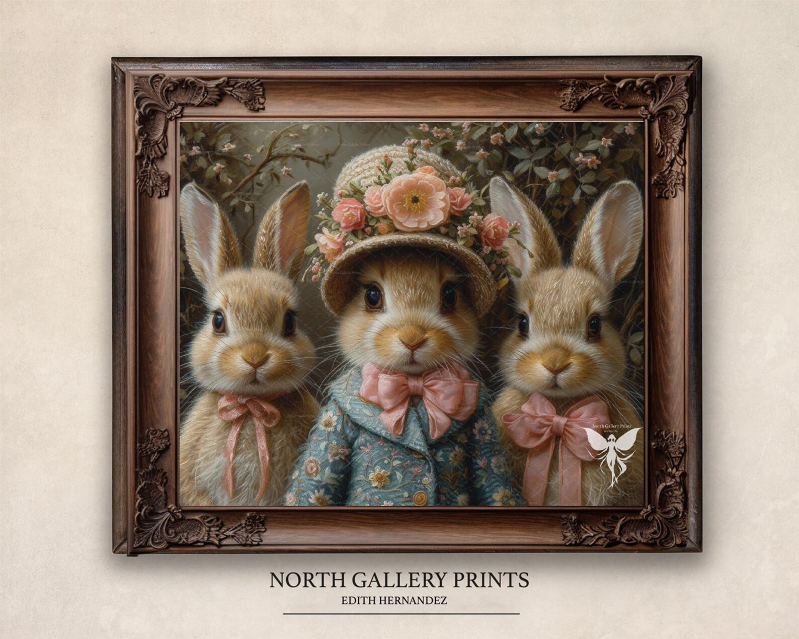 Easter Bunny Printable Wall Art, Spring Rabbits, Mama Rabbit and Kids ...
