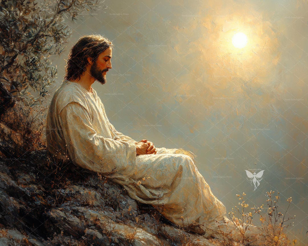 Easter Christian Wall Art, Jesus Praying at Mount Olives, Catholic ...