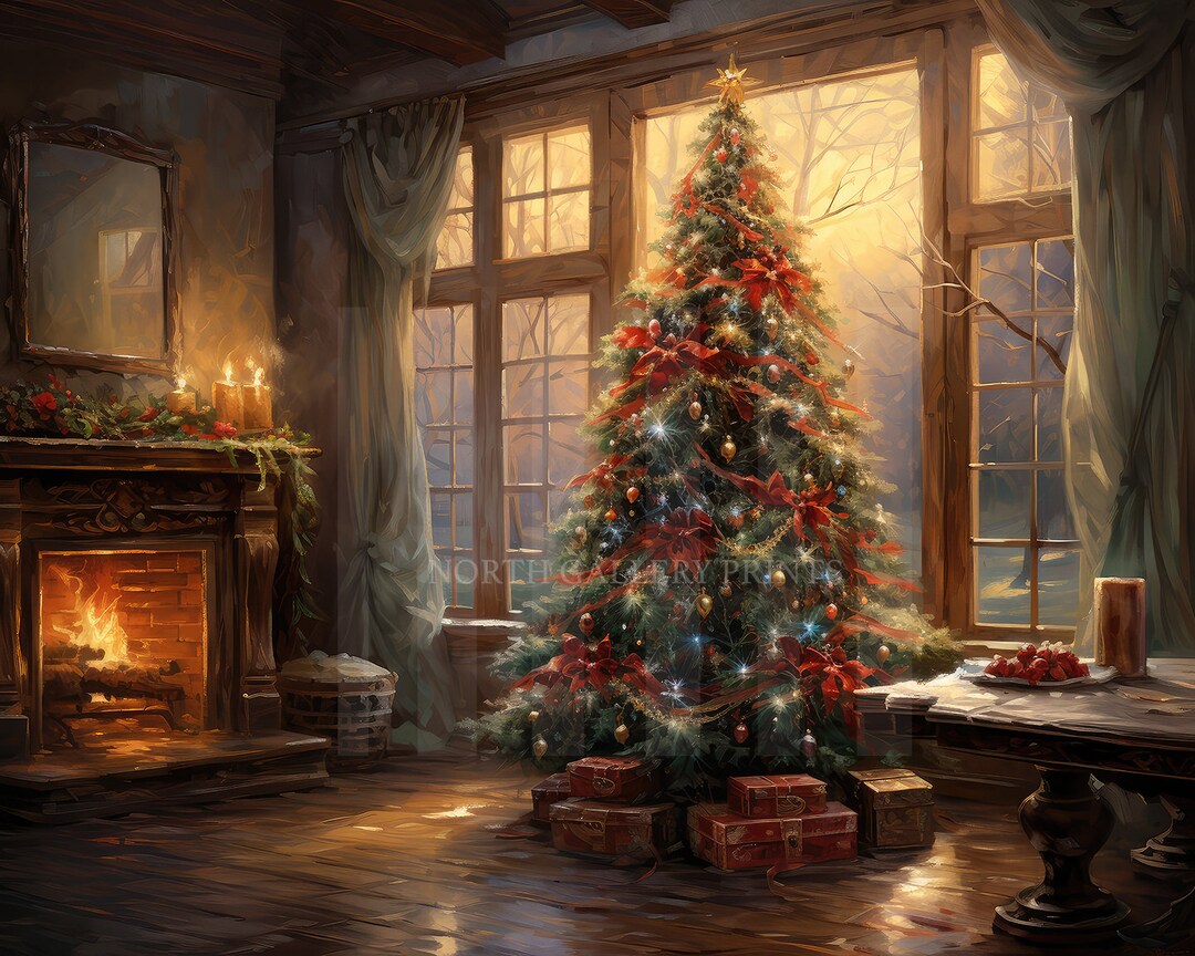 Christmas Tree Painting, Christmas Wall Art Prints, Digital Download ...