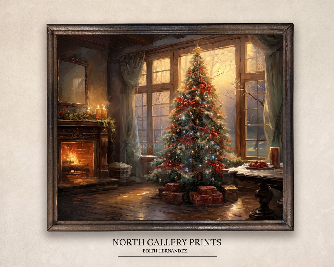Christmas Tree Painting, Christmas Wall Art Prints, Digital Download ...