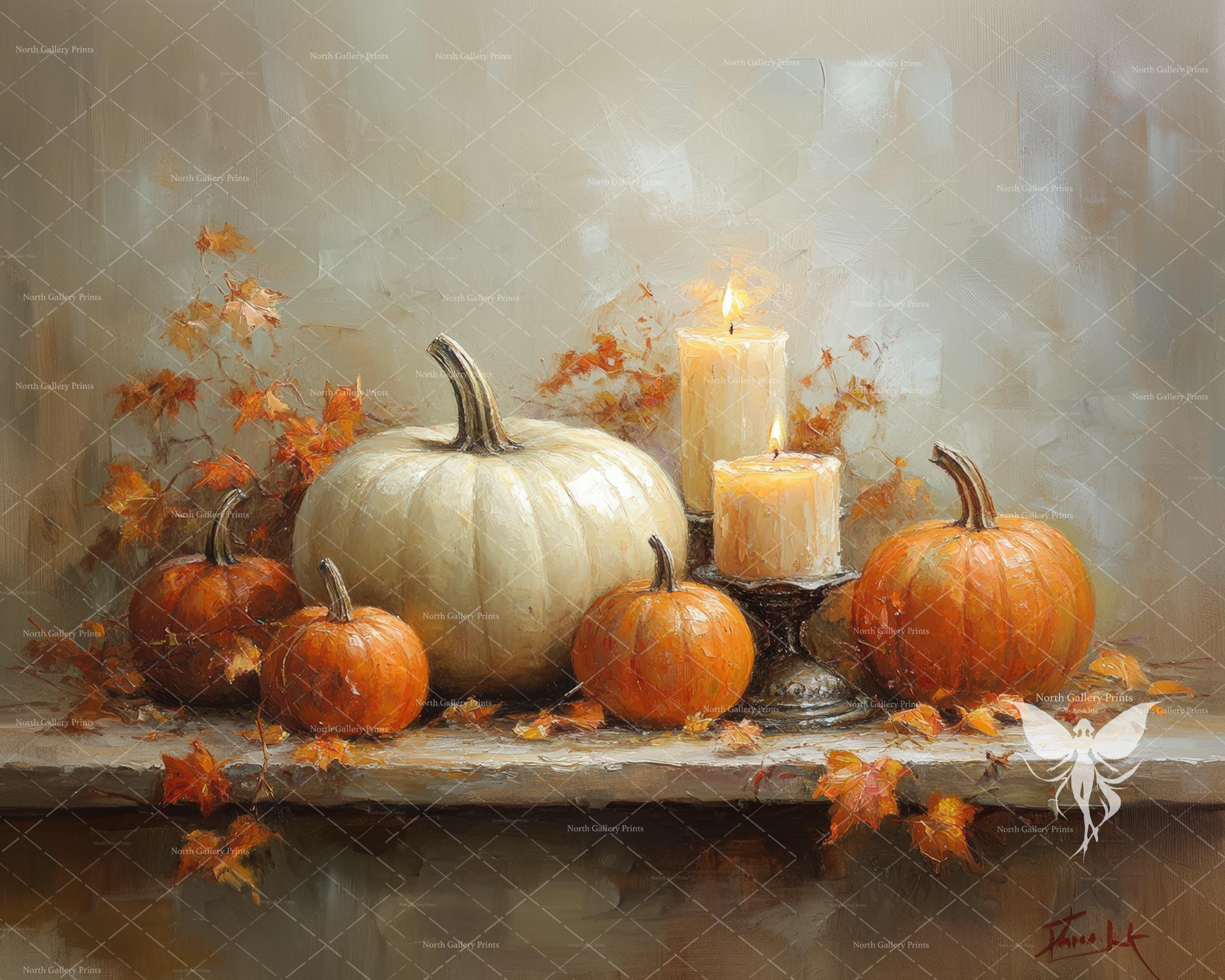 Printable Fall Wall Art, Autumn Still Life Painting, Autumn Vintage ...