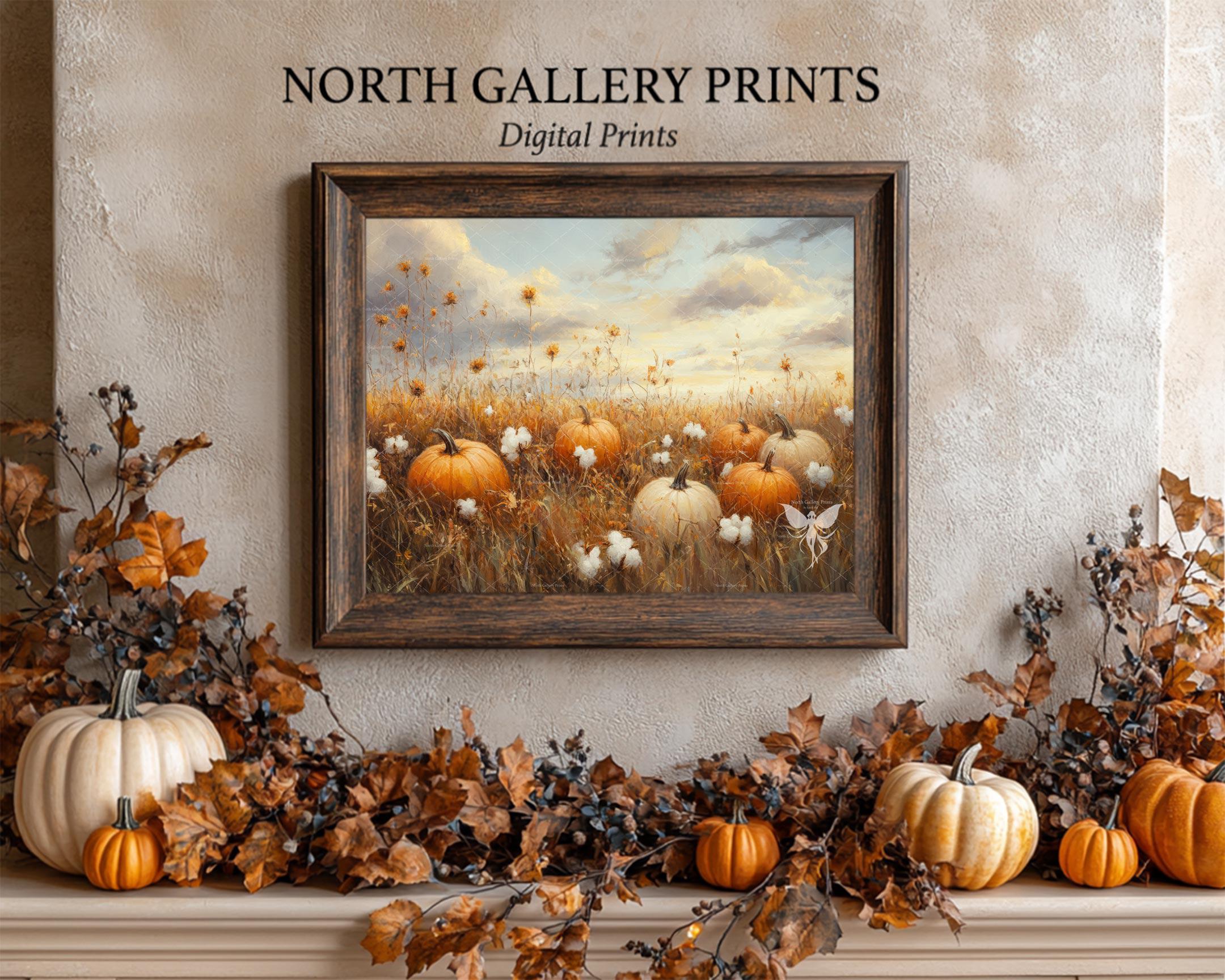 Fall Printable Pumpkin Harvest Field Autumn Landscape Painting Fall ...