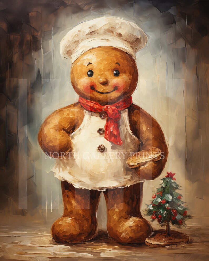 Christmas Printable Wall Art, Christmas Downloadble Prints Gingerbread ...