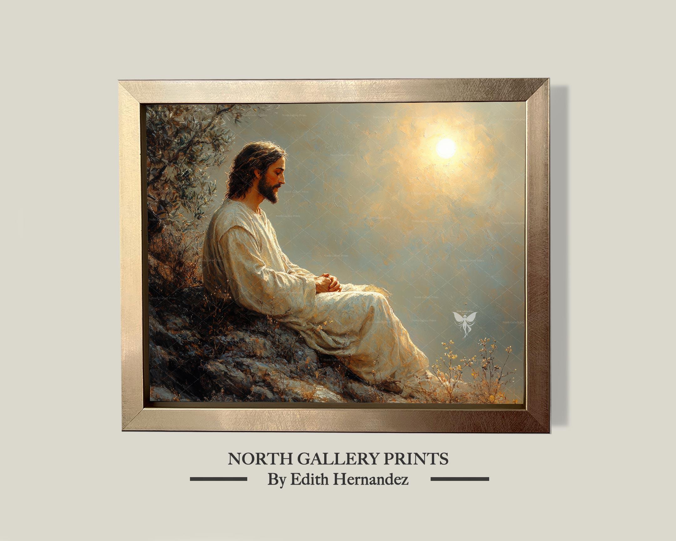 Easter Christian Wall Art, Jesus Praying at Mount Olives, Catholic ...