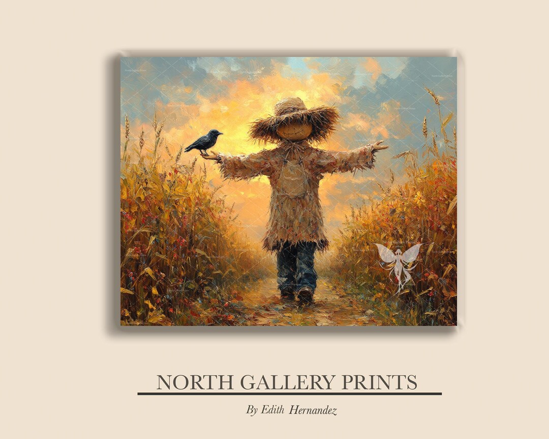 Autumn Digital Prints, Scarecrow Printable Wall Art, Fall Wall Decor ...