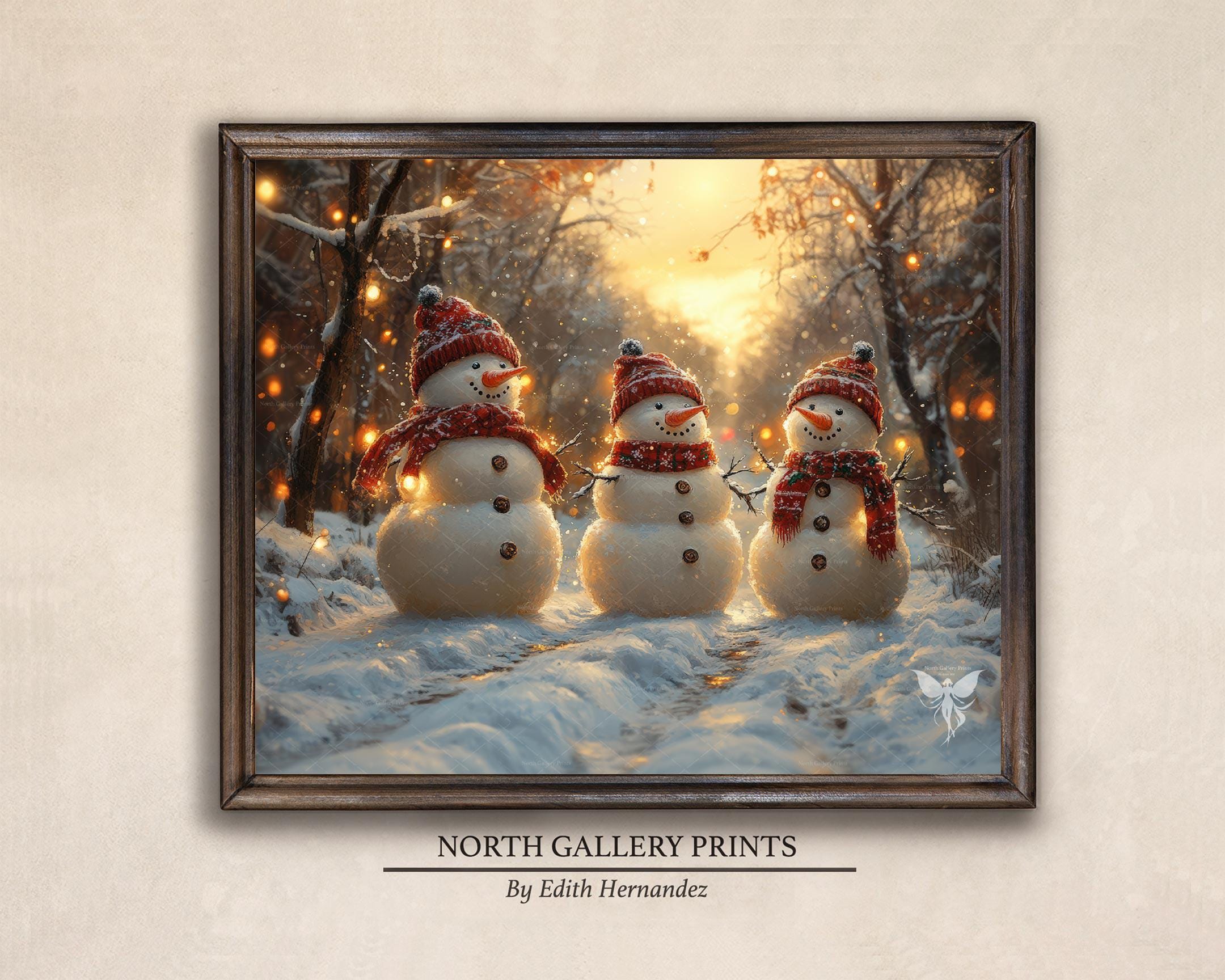 Christmas Printable Wall Art, Snowman Wall Prints, Christmas Print ...