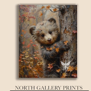 Fall Printable Art, Autumn Wall Decor, Downloadable Bear at Autumn ...