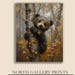 Autumn Printable Art, Fall Wall Decor, Downloadable Bear on Autumn ...
