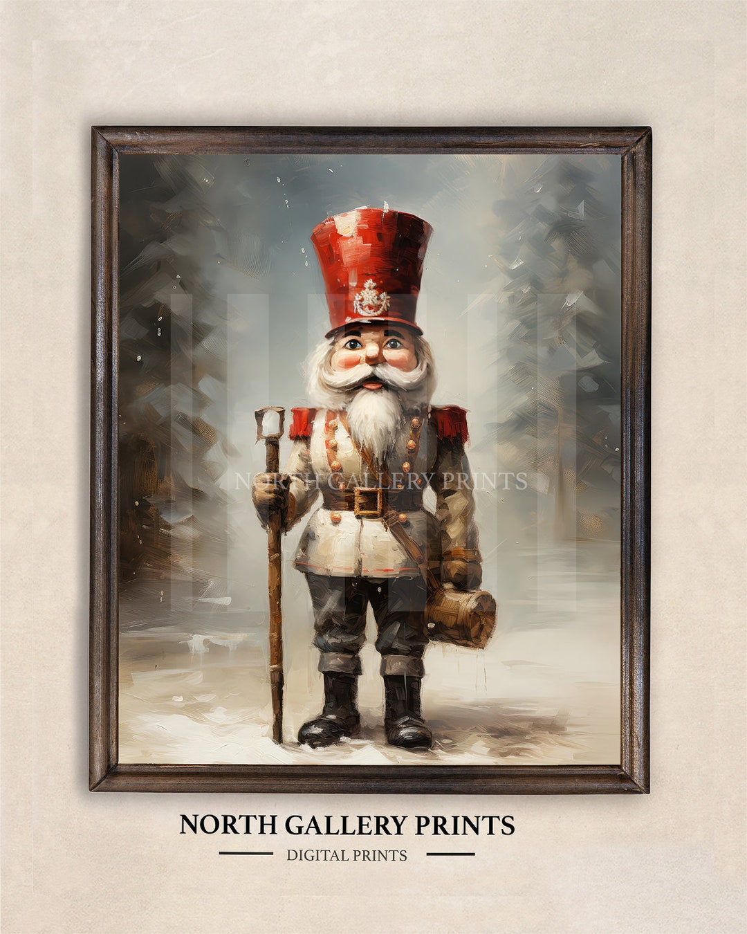 Vintage Christmas Wall Print Nutcracker Printable Christmas Painting ...