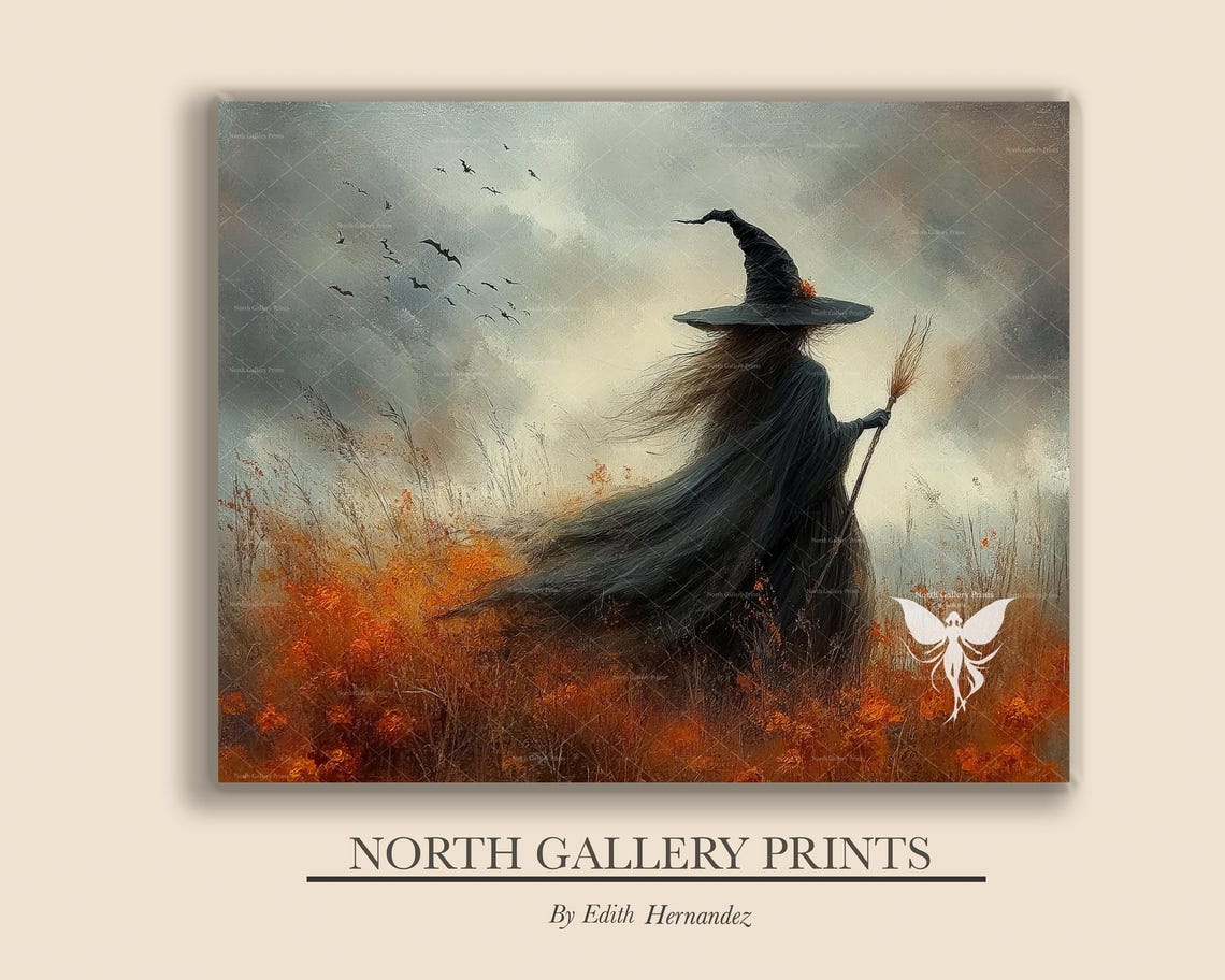 Halloween Witch Wall Art, Halloween Rustic Decor, Enchanted Forest ...