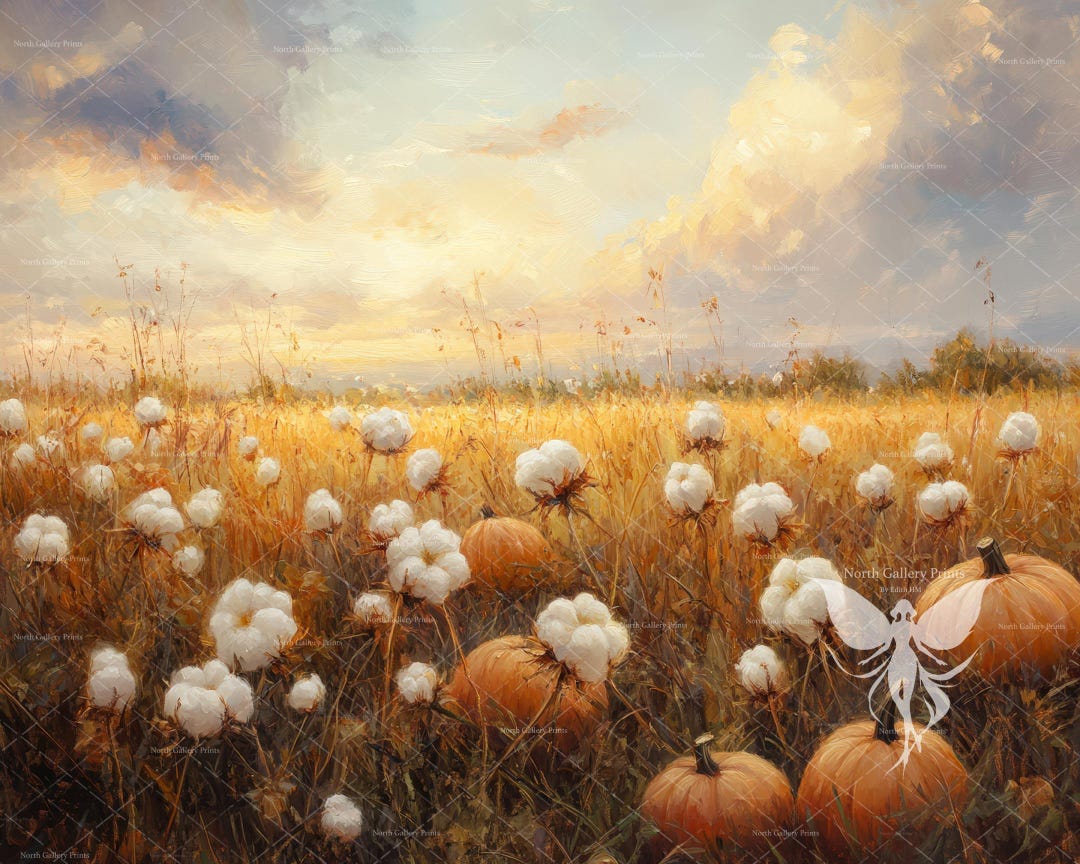 Printable Fall Painting, Autumn Harvest Farm, Fall Pumpkin Field ...