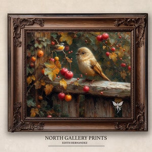 Fall Printable Art, Autumn Wall Decor, Printable Birds on Autumn Garden ...