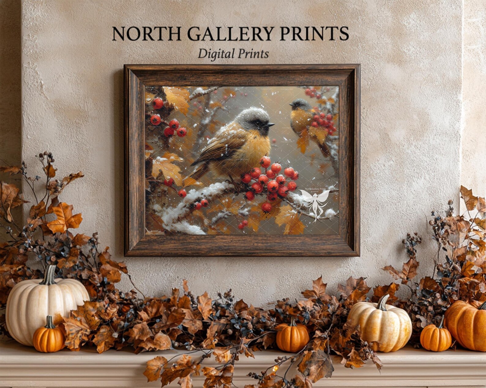 Fall Oil Painting Digital Download, Autumn Bird Print, Fall Printable ...
