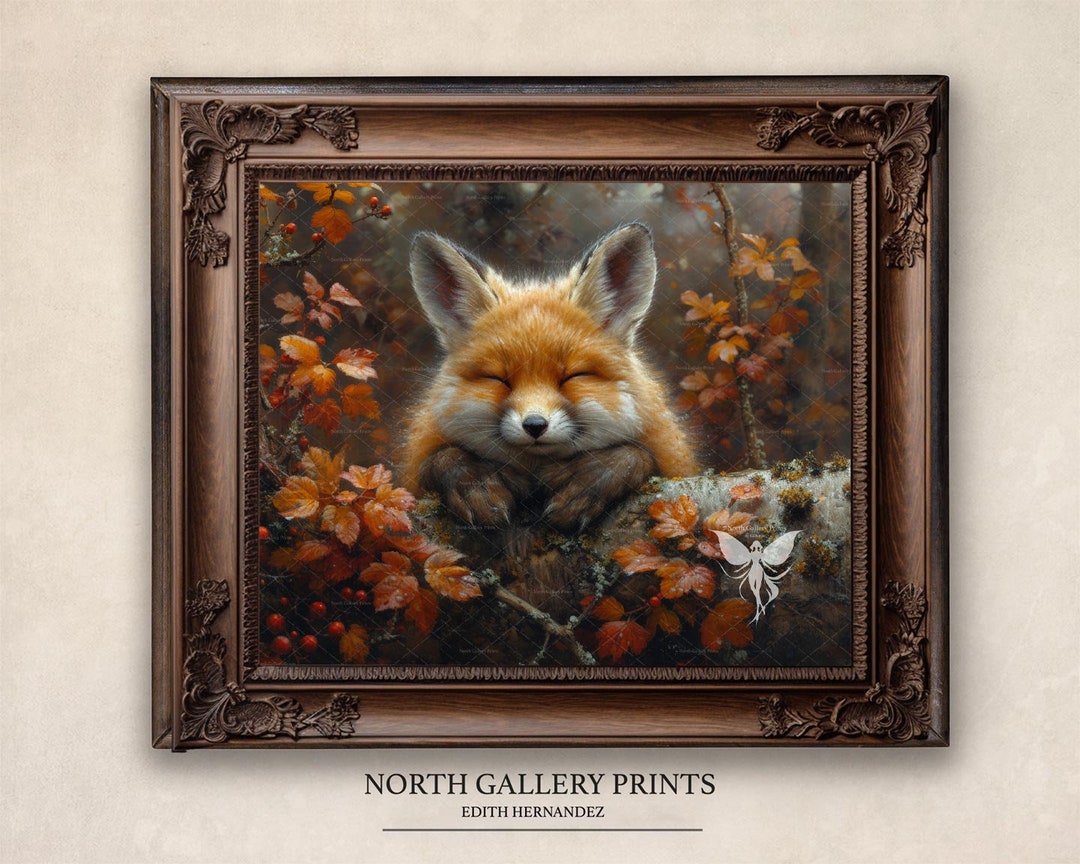 Autumn Printable Art, Fall Wall Decor, Printable Fox on Autumn Forest ...