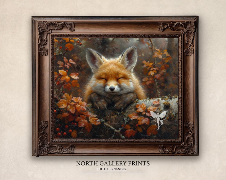Autumn Printable Art, Fall Wall Decor, Printable Fox on Autumn Forest ...