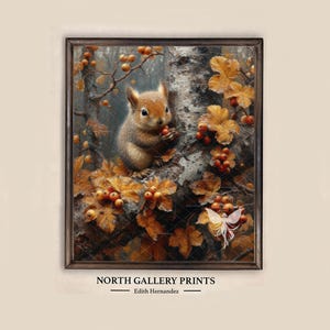 Fall Digital Print, Autumn Wall Decor, Printable Squirrel on Autumn ...