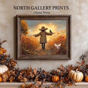 Fall Digital Prints, Scarecrow Printable Wall Art, Autumn Wall Decor ...