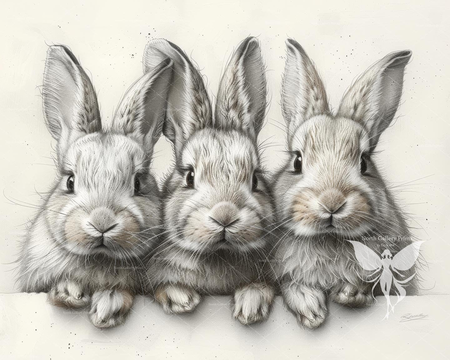 Easter Bunny Fine Art, Easter Printable Wall Art, Rabbits Wall Prints ...