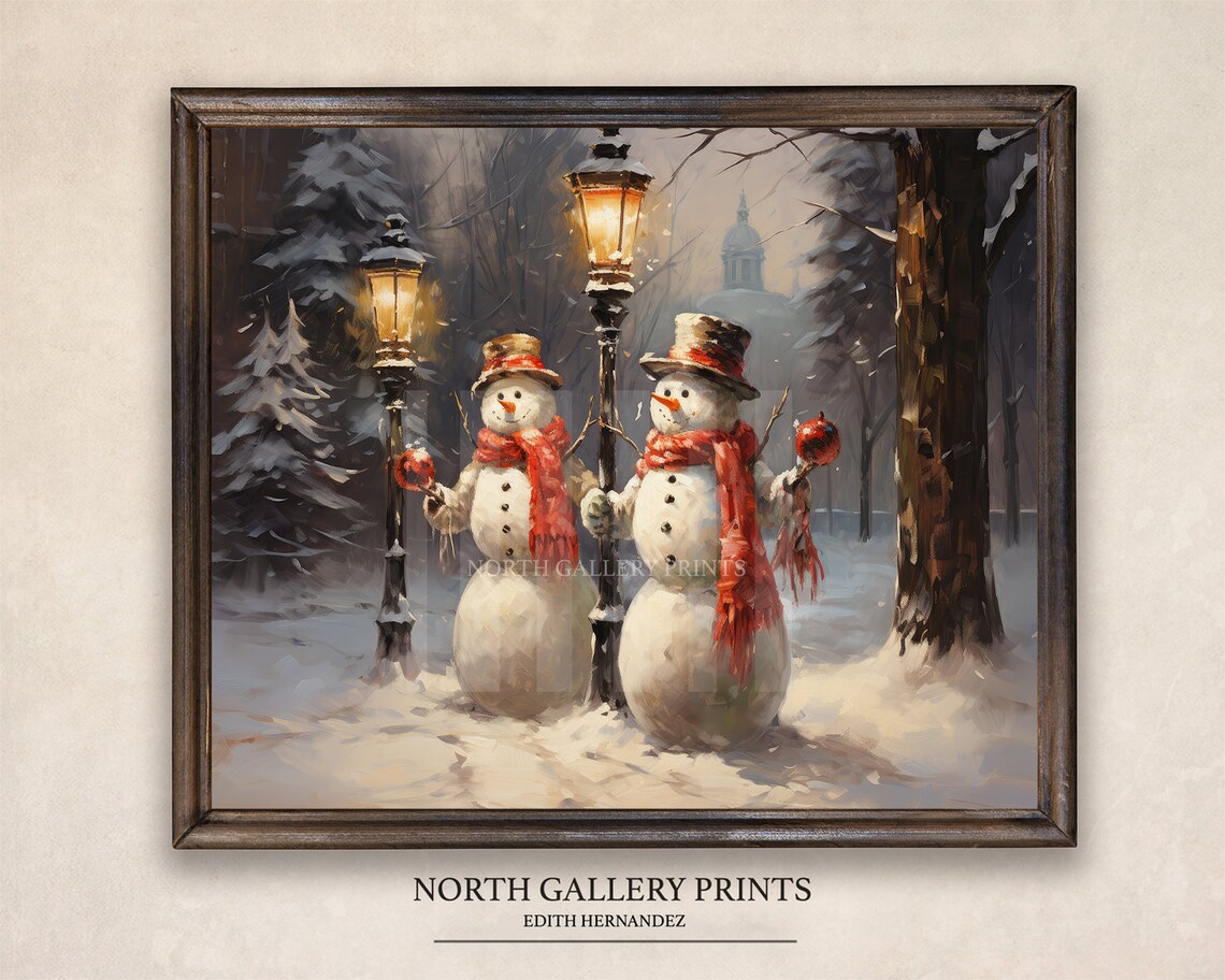 Snowman Wall Decor Christmas Wall Prints, Printable Vintage Christmas ...