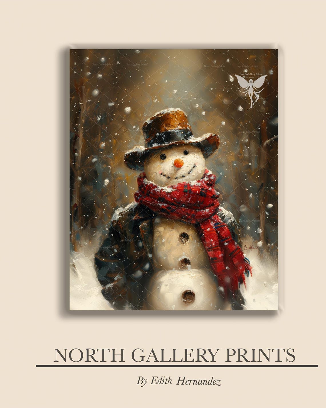 Christmas Snowman Printable Wall Art, Christmas Painting, Fine Art Wall ...