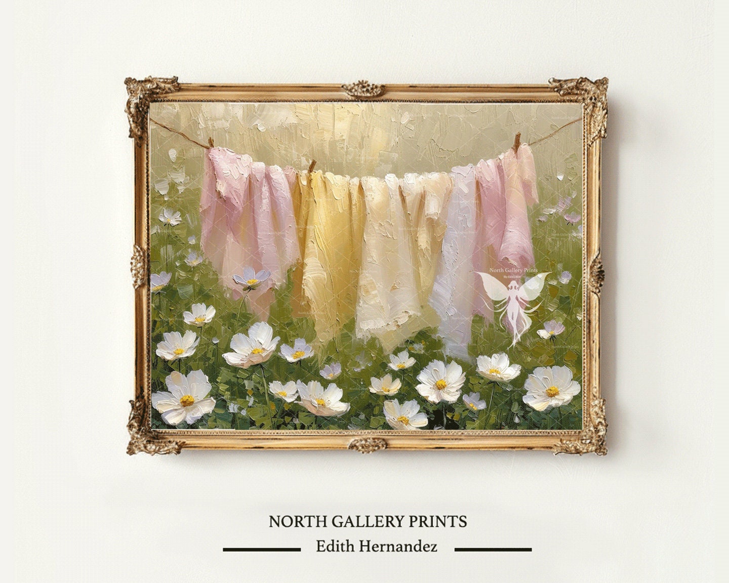 Printable Laundry Room Decor, Clothesline Wall Art, Spring Wildflowers ...