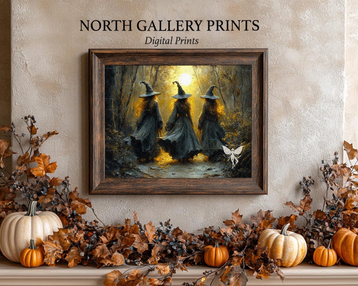 Halloween Witch in Autumn Woodland, Whimsical Fall Forest Witches ...