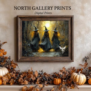 Halloween Witch in Autumn Woodland, Whimsical Fall Forest Witches ...