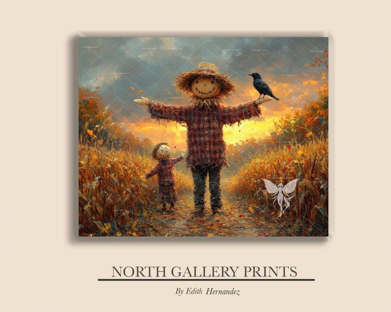 Fall Printable Wall Art, Family Scarecrow Print, Autumn Prints Digital ...