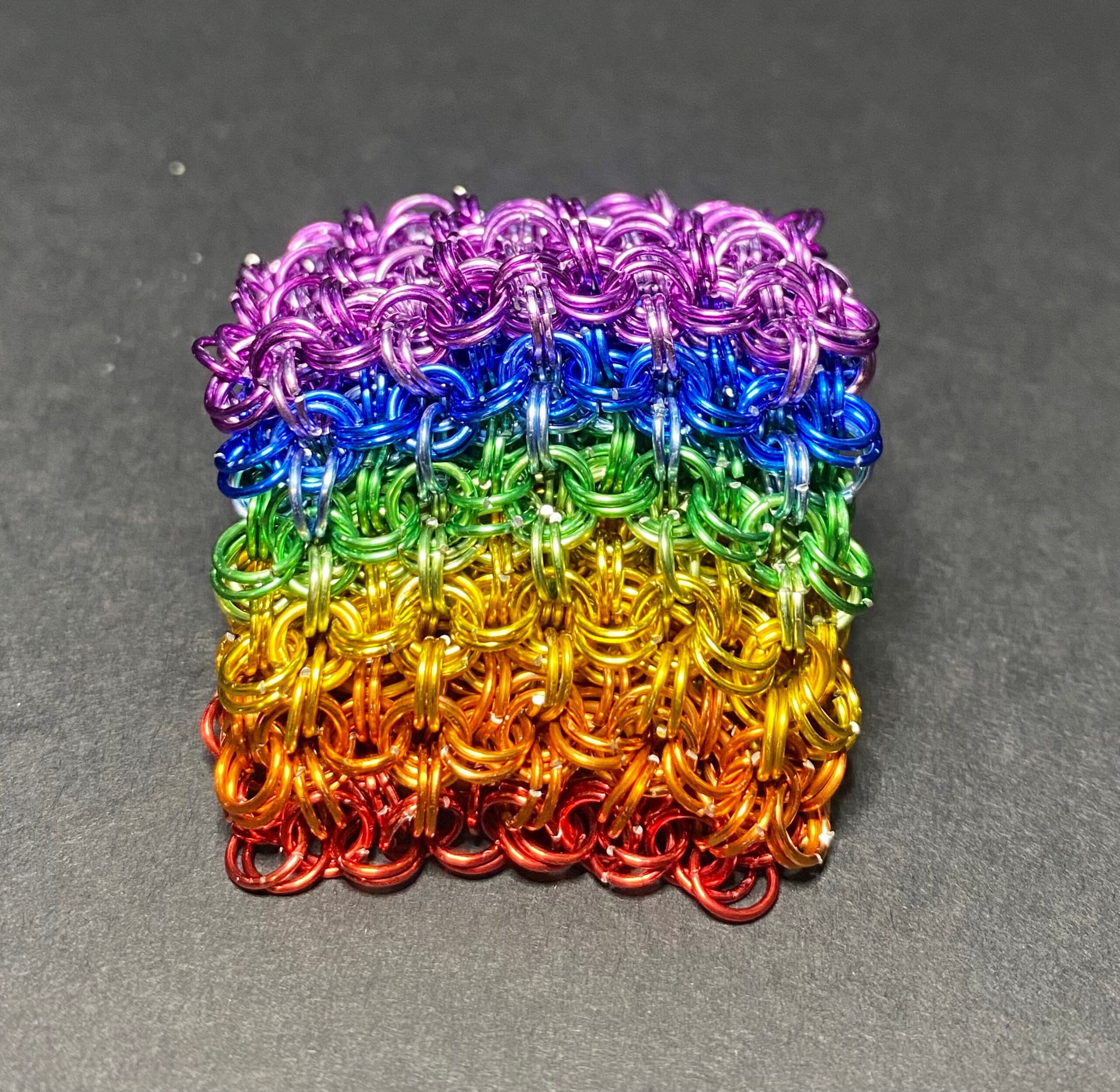 Rainbow Chainmail Jelly Fidget Cube 6x6x6 Chain Mail Chainmaille Craft ...
