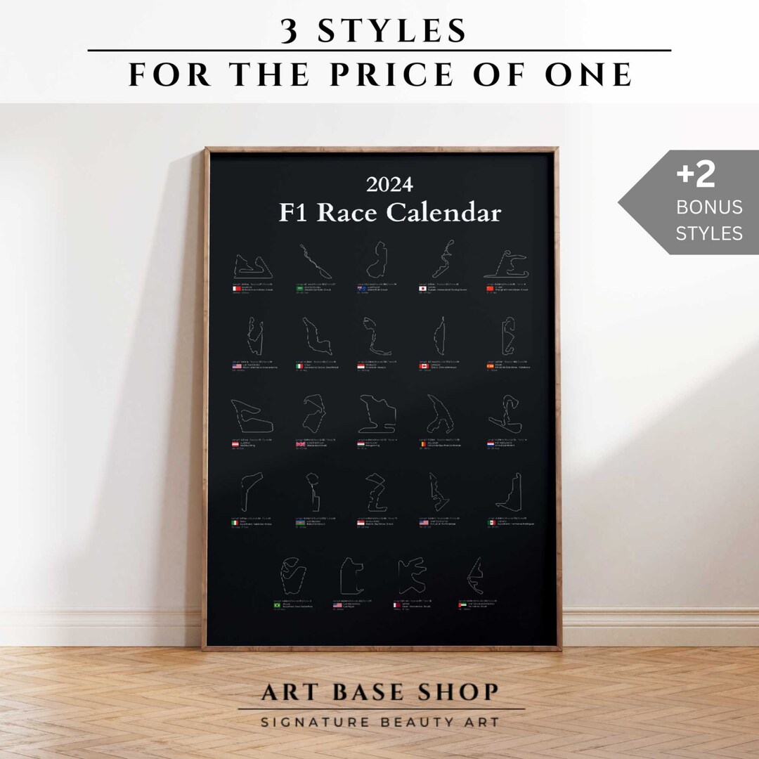 F1 2024 Race Track Calendar Print Formula One Wall Art Poster F1 Home ...