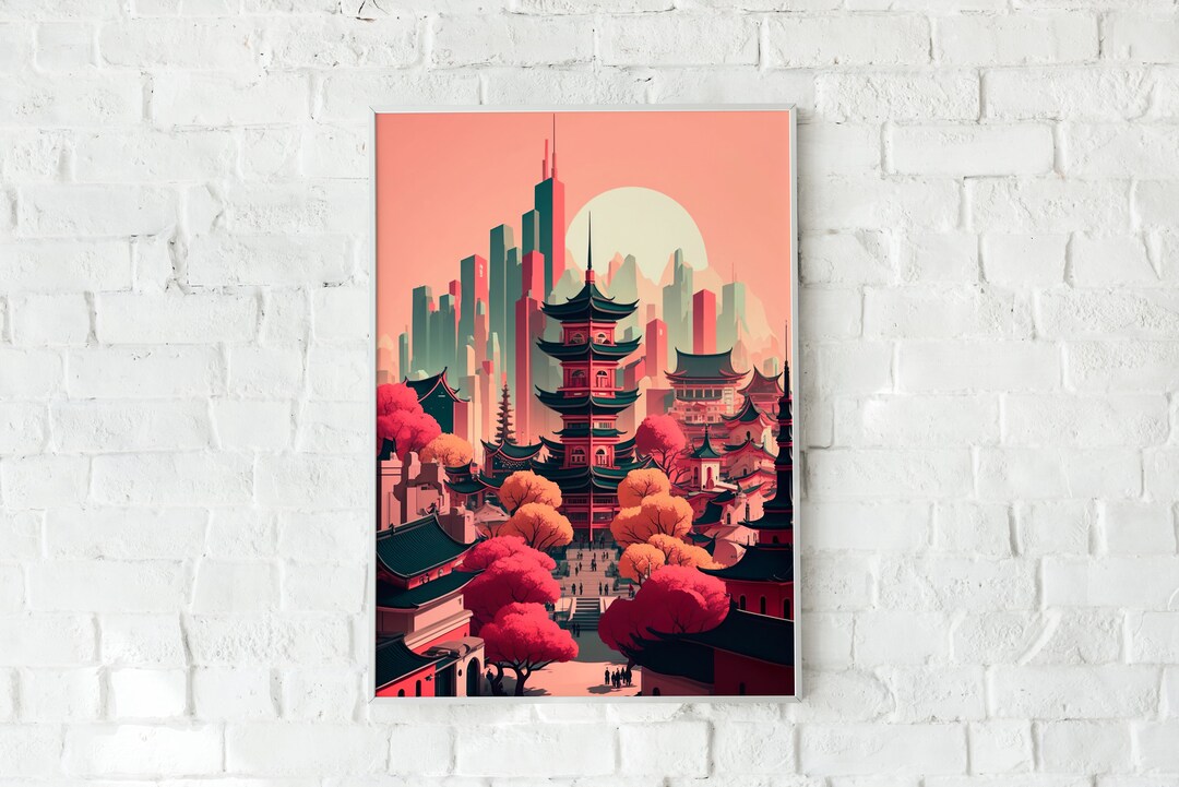 Beijing Poster Art China Travel Poster Printable Forbidden - Etsy