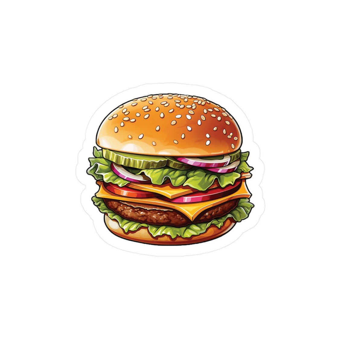 Cartoon Hamburger Sticker: Great Lighting Feast - Etsy