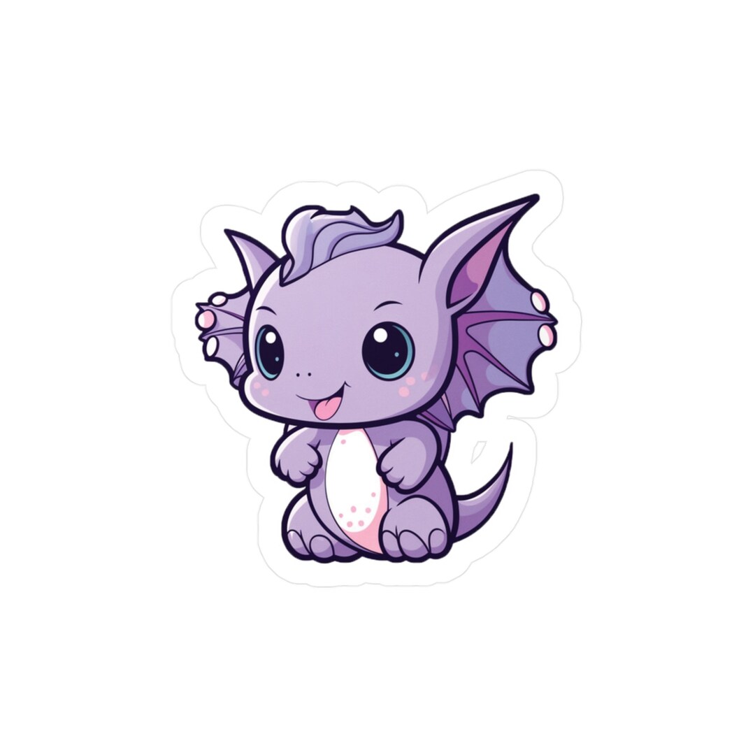 Purple Furry Cartoon Dragon Sticker: Cute and Playful - Etsy