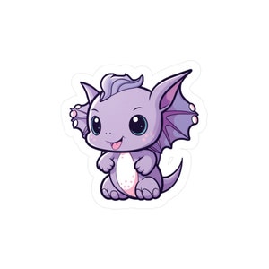 Purple Furry Cartoon Dragon Sticker: Cute and Playful - Etsy