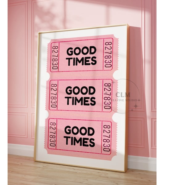 Good Times Ticket Pink Wall Art Preppy Dorm Room Decor - Etsy