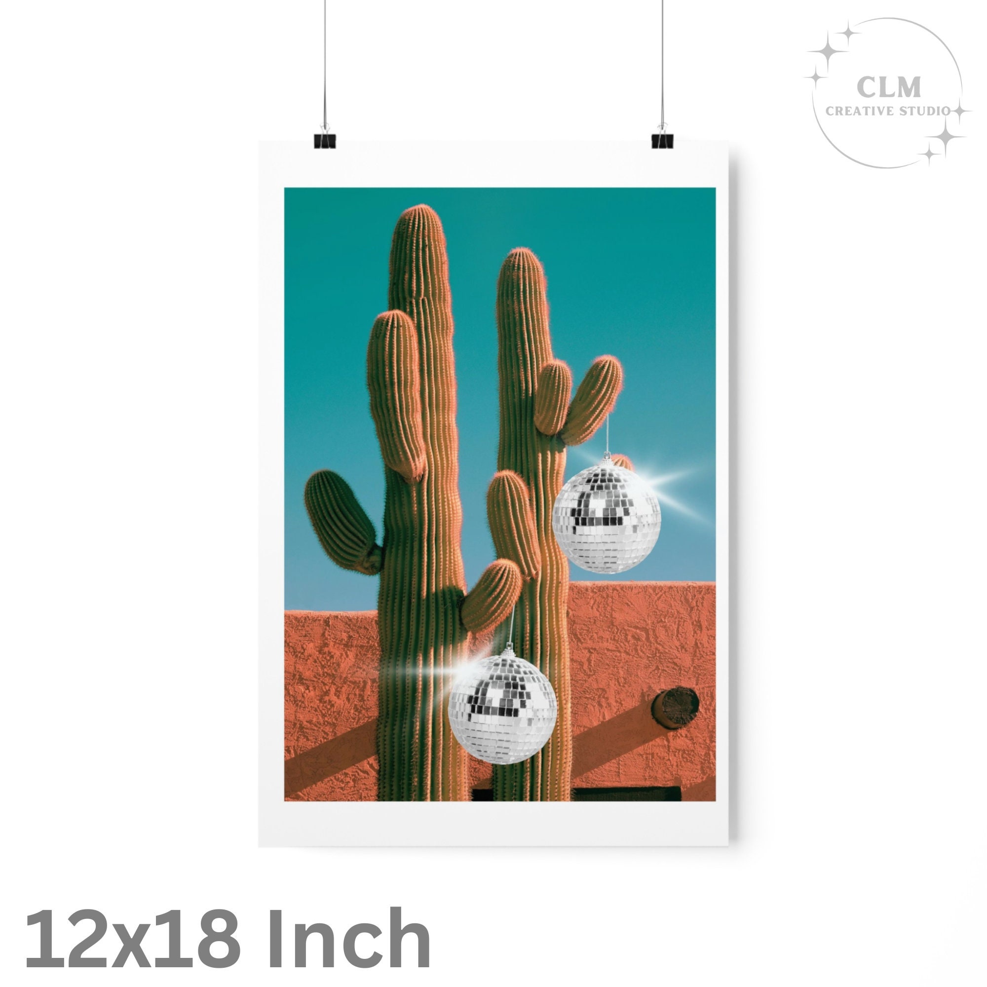 Disco Ball Cactus Poster Trendy Desert Cactus Wall Art - Etsy