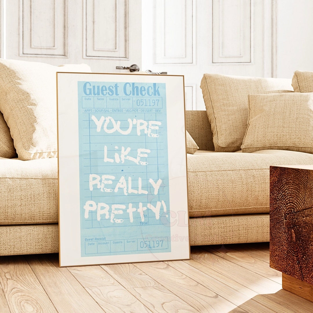 Youre Like Really Pretty Guest Check Print in Pastel Blue, Trendy ...